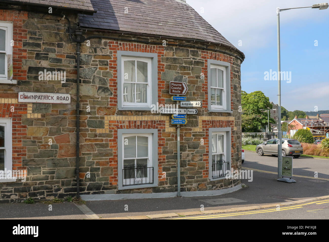 Stone built houses in the village of Strangford County Down Northern ...