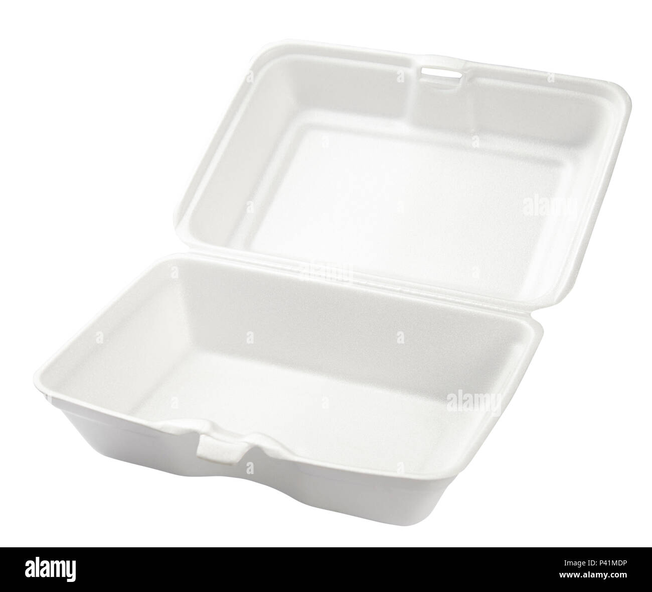 Empty styrofoam box isolated on white background Stock Photo - Alamy