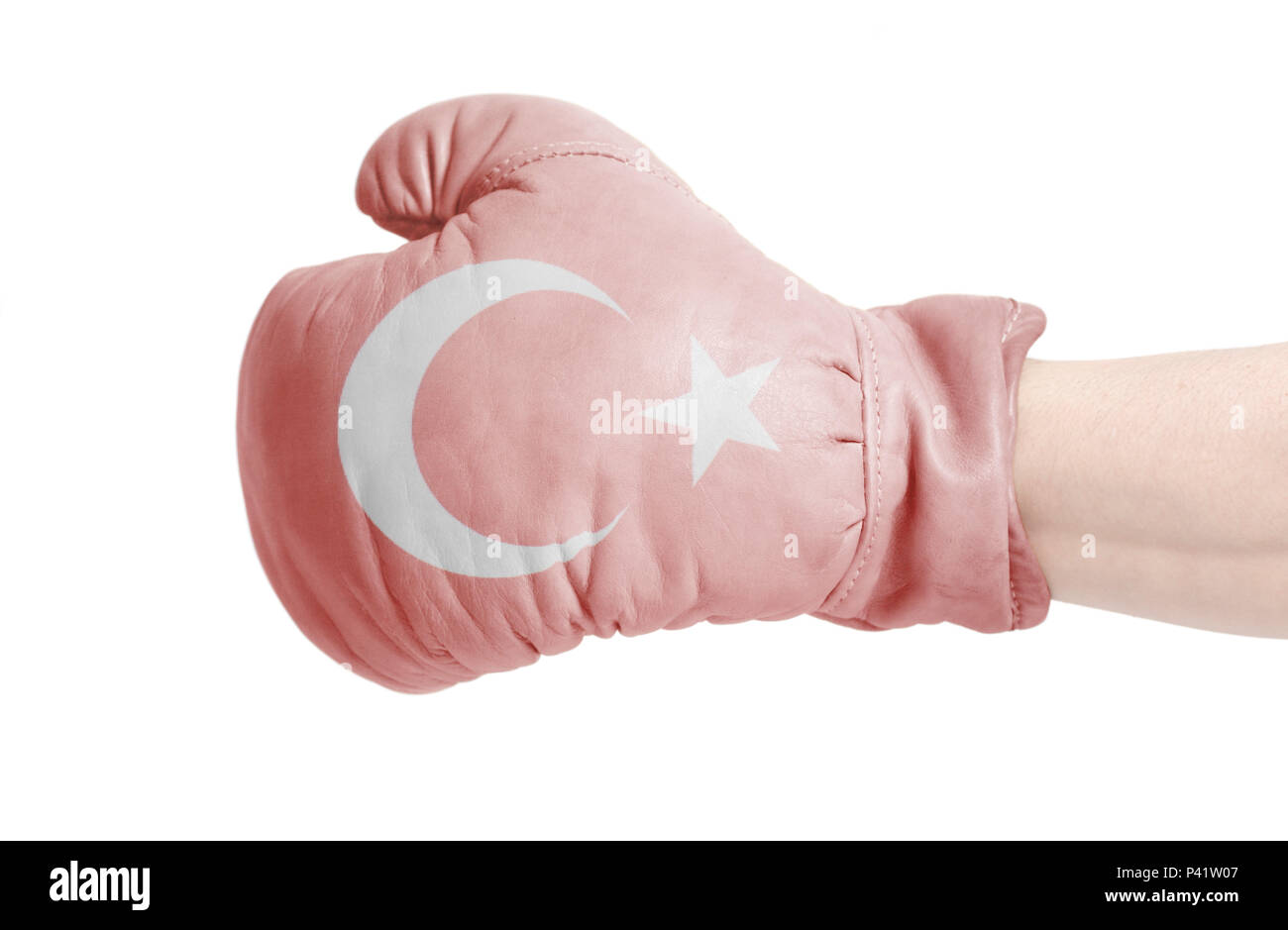 Turkish flag on boxing glove isolated on a white background Stock Photo ...