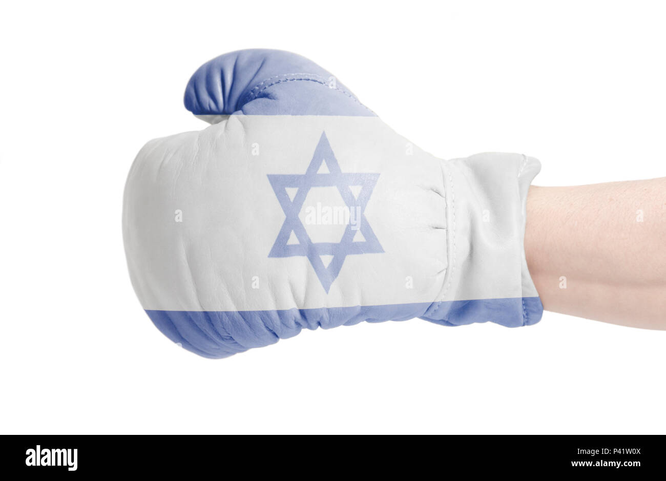Flag of Israel on boxing glove isolated on a white background Stock ...