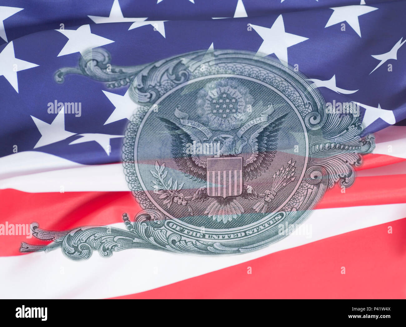 Eagle on U.S. dollar bill closeup macro on USA flag , 1 usd banknote ...