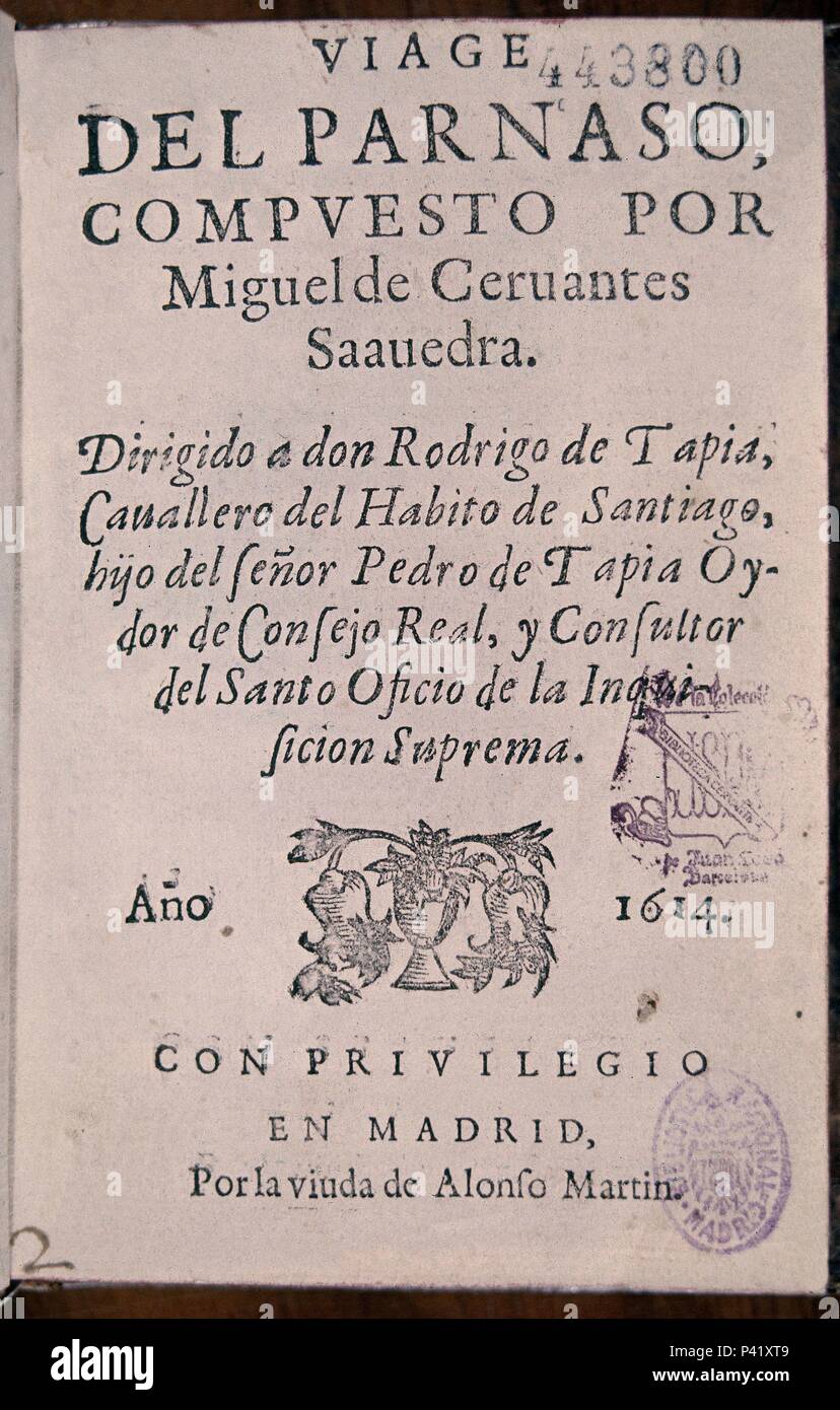 VIAJE AL PARNASO - PRIMERA EDICION - 1614. Author: Miguel de Cervantes ...