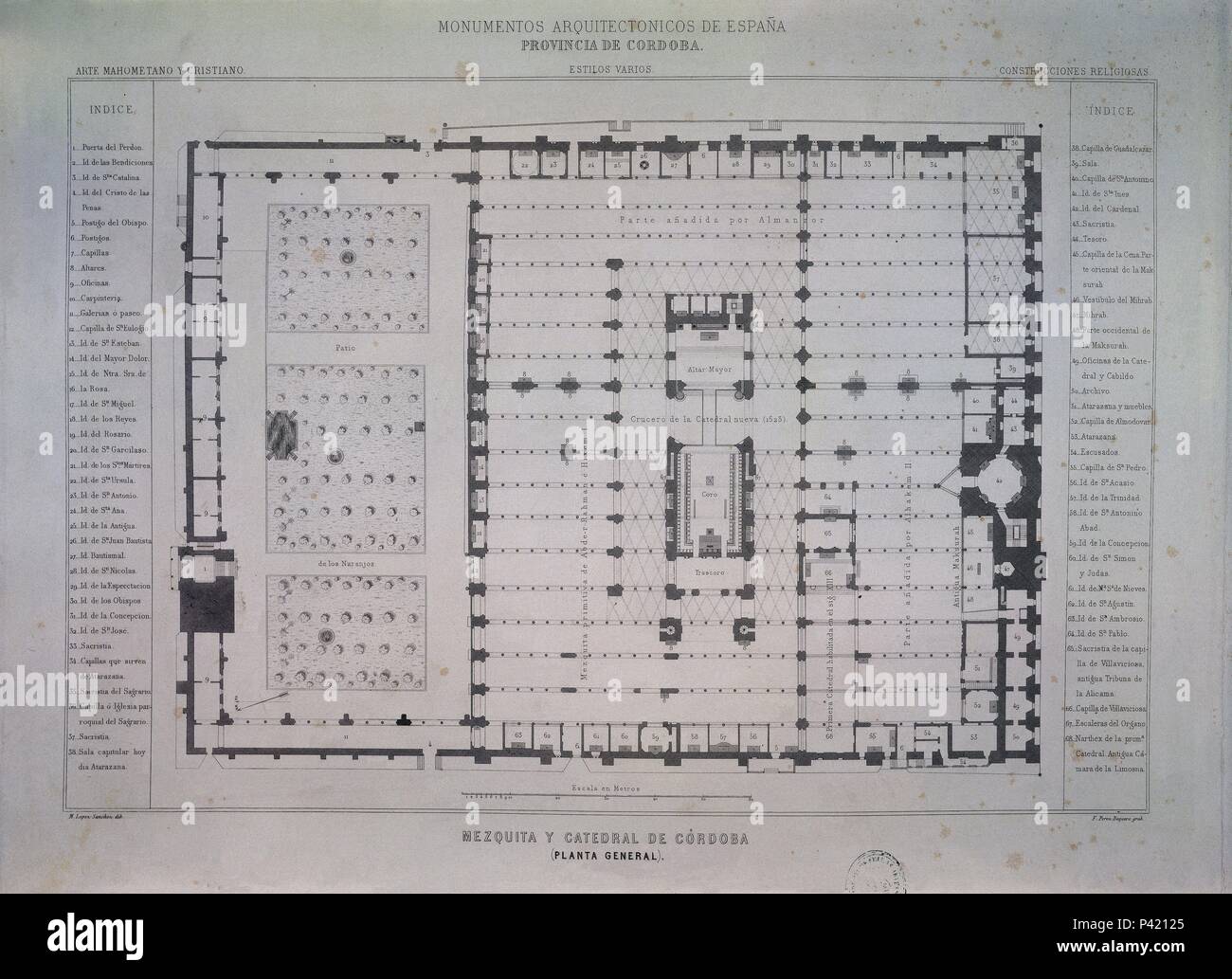 GRABADO- PLANO DE LA MEZQUITA Y DE LA CATEDRAL DE CORDOBA. Location ...