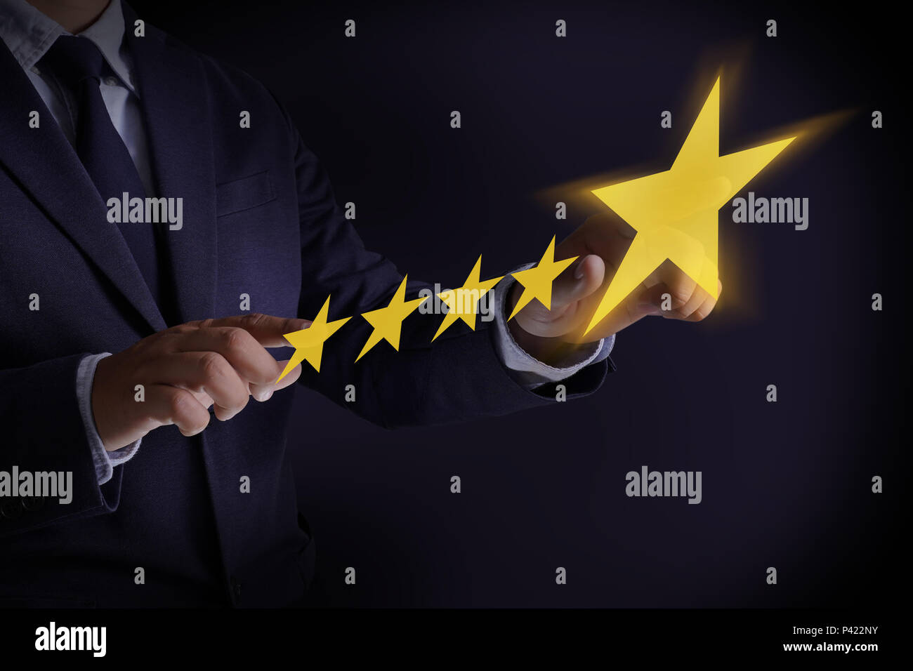 Man Happy Customer give Five Star Rating Experience Customer service ...