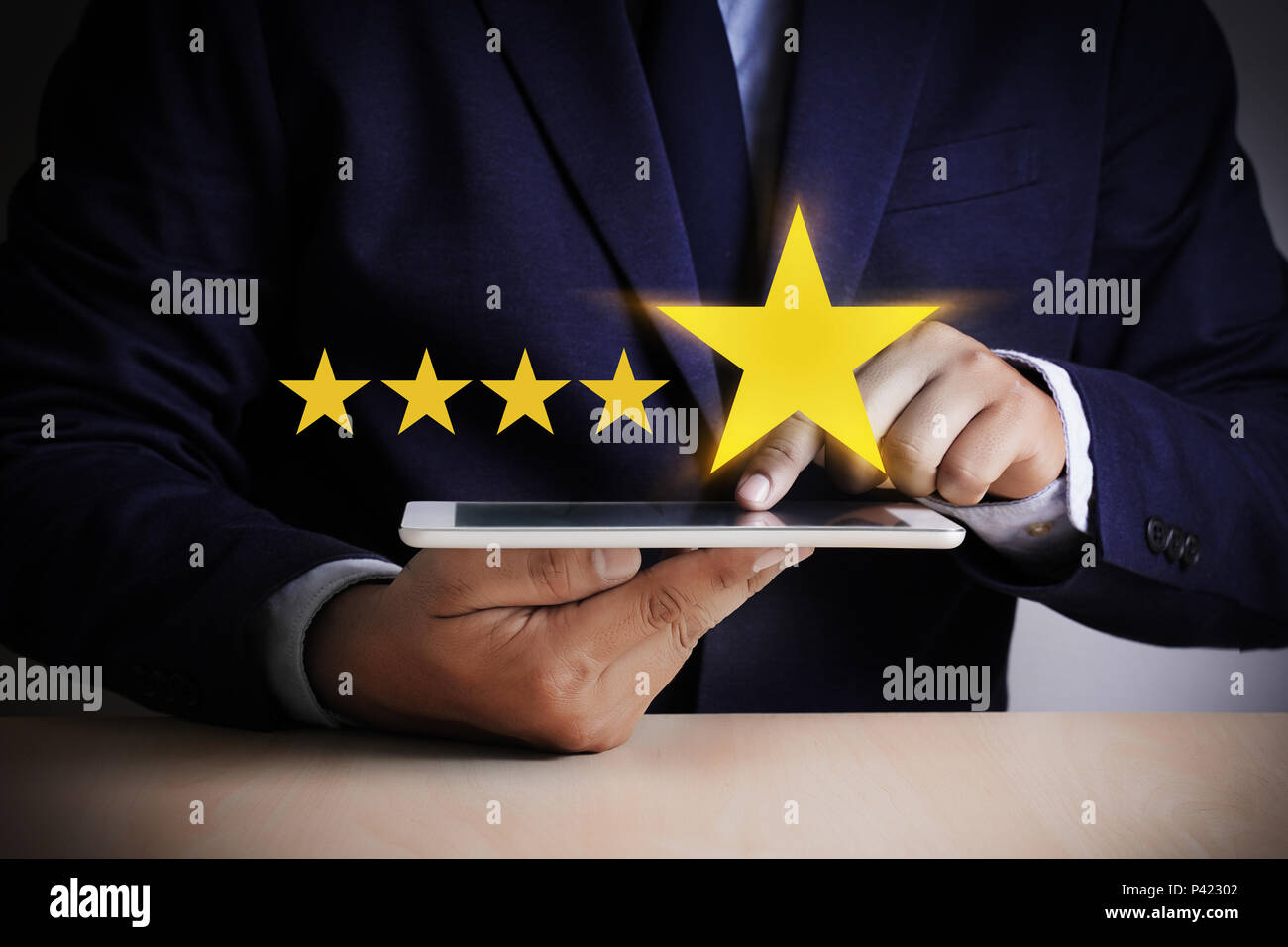 Man Happy Customer give Five Star Rating Experience Customer service ...