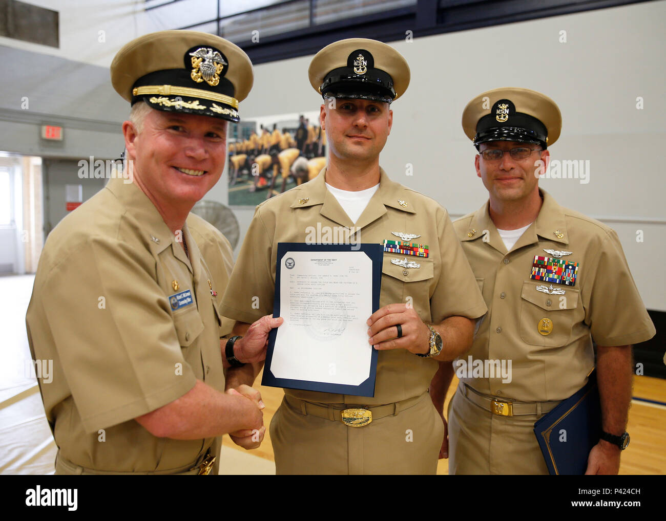During the senior chief pinning ceremony aboard Pre-Commissioning Unit ...