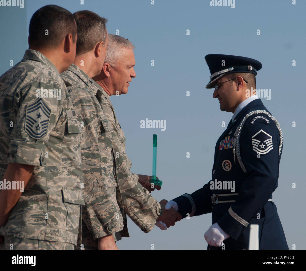 Master Sgt. Virgil Mendivil, 162nd Wing honor guard, shakes Arizona Air ...