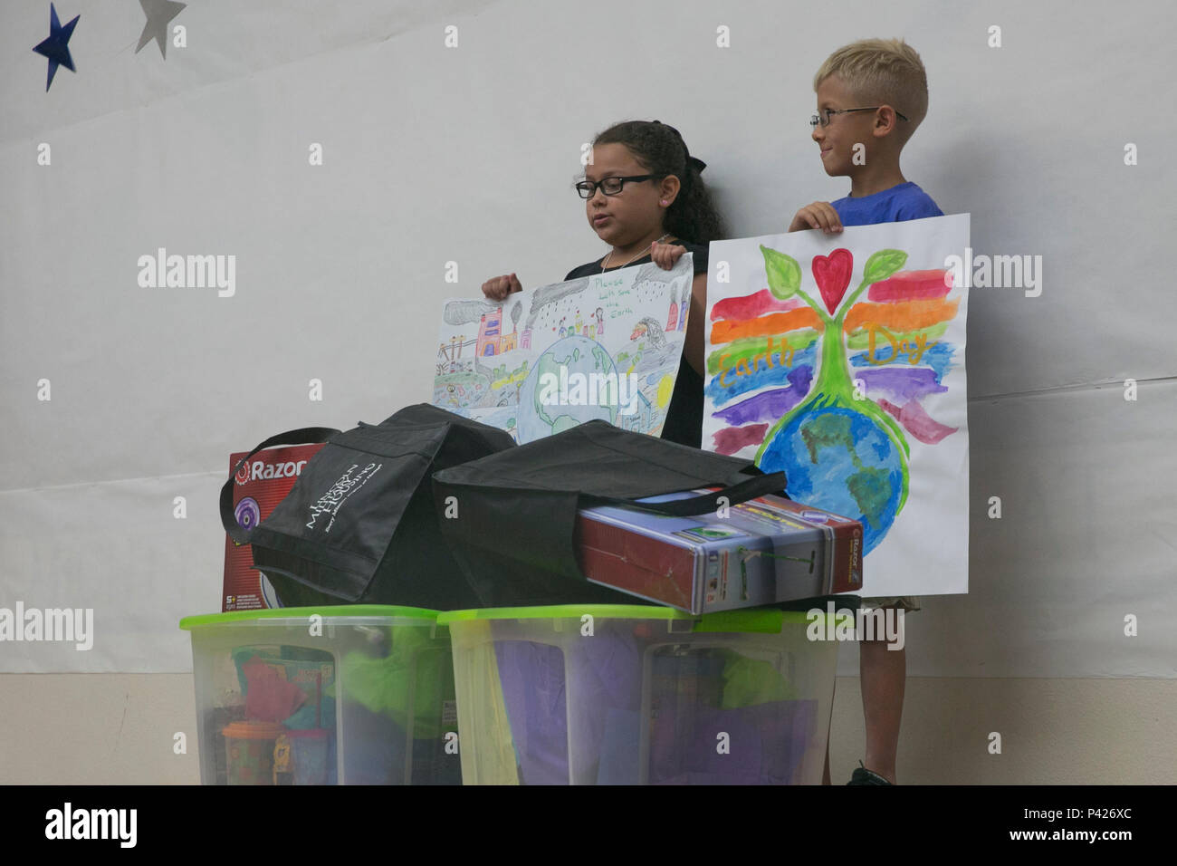 Destiny Martinez, second Grader, and Kyle Webber, first Grader, stand ...
