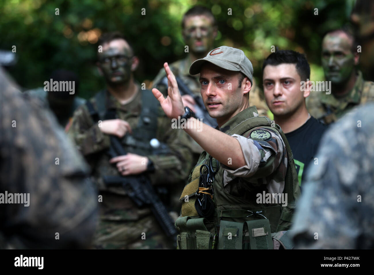 French Army Master Cpl. Tom, an instructor at the Jungle Warfare School ...