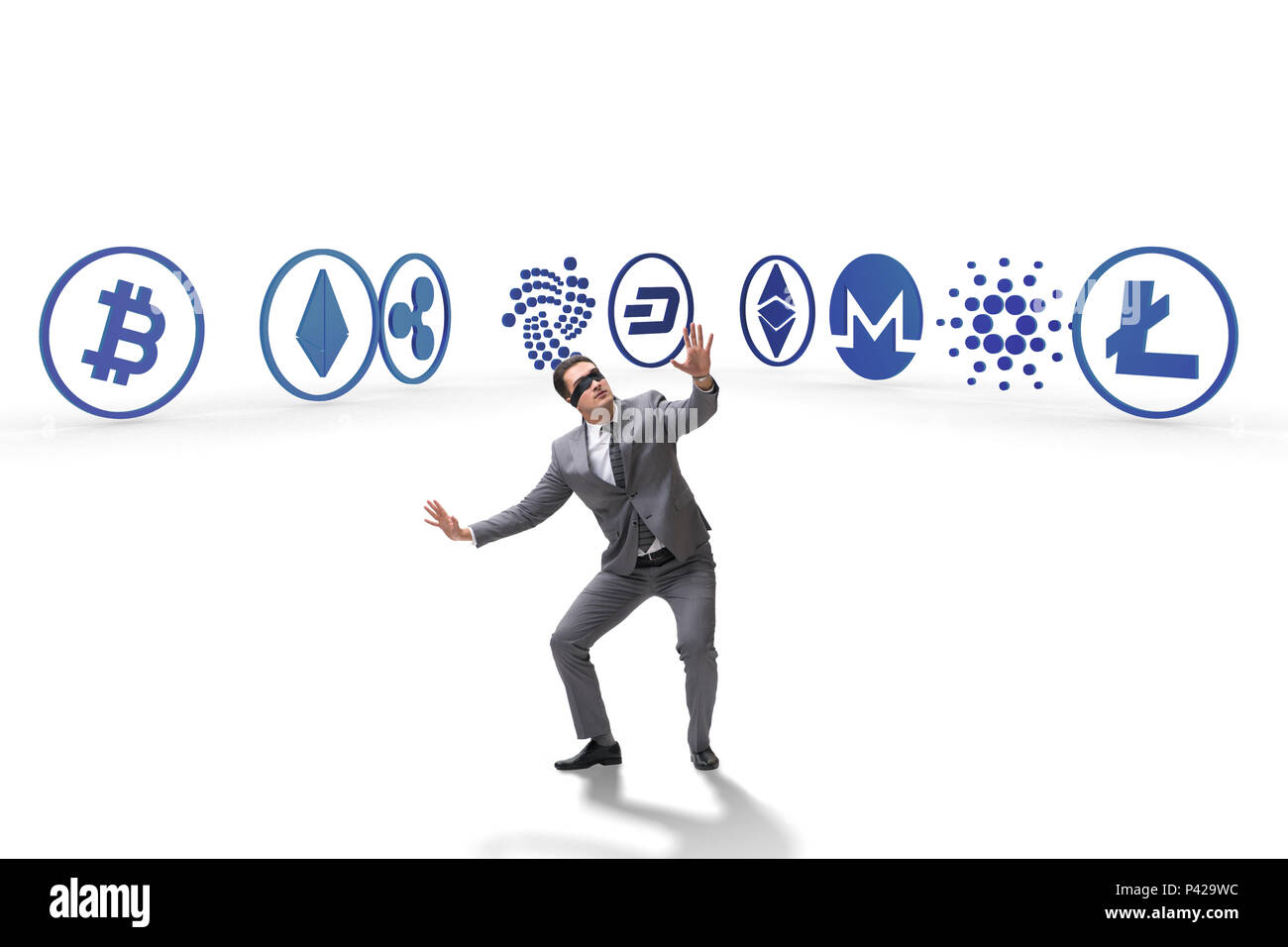 Concept of various cryptocurrencies and businessman Stock Photo - Alamy