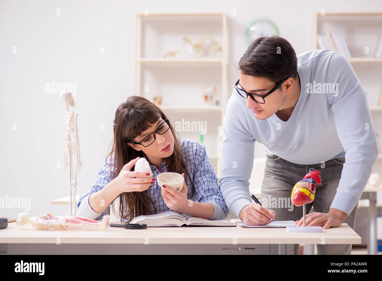 Two medical students studying in classroom Stock Photo - Alamy
