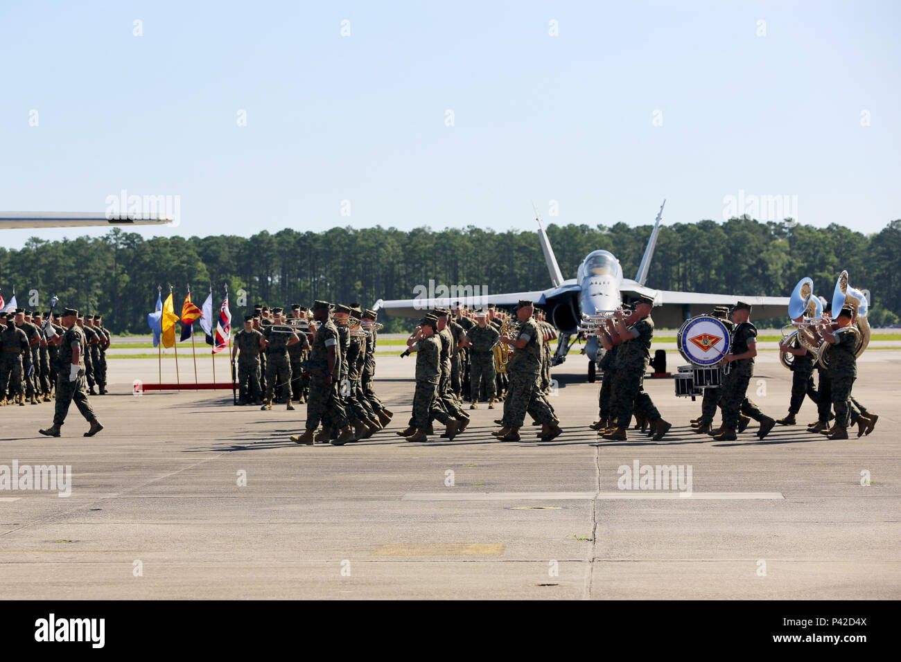 The 2nd Marine Aircraft Wing Band performs during the 2nd Marine ...