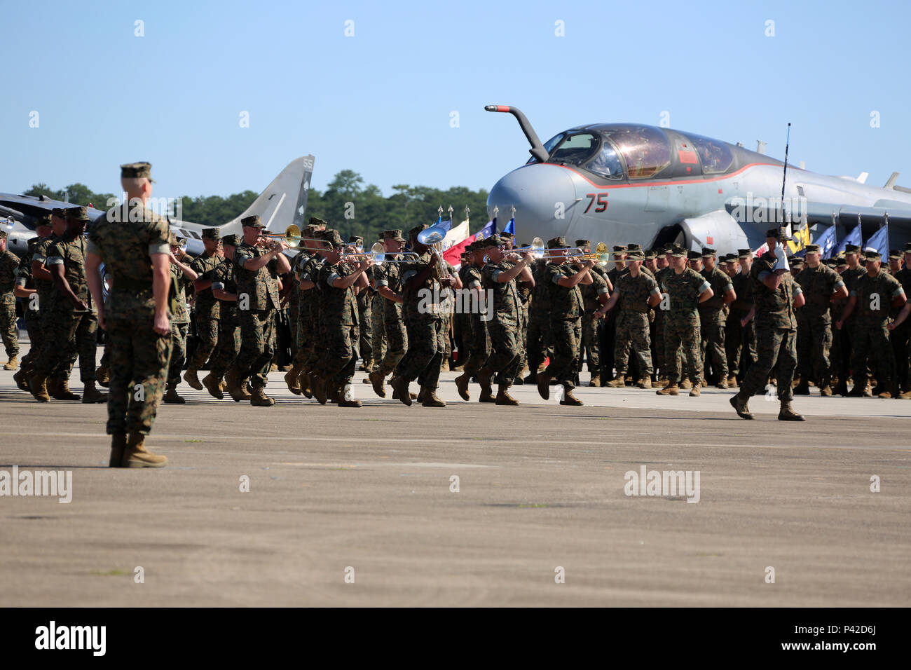 The 2nd Marine Aircraft Wing Band performs during the 2nd Marine ...