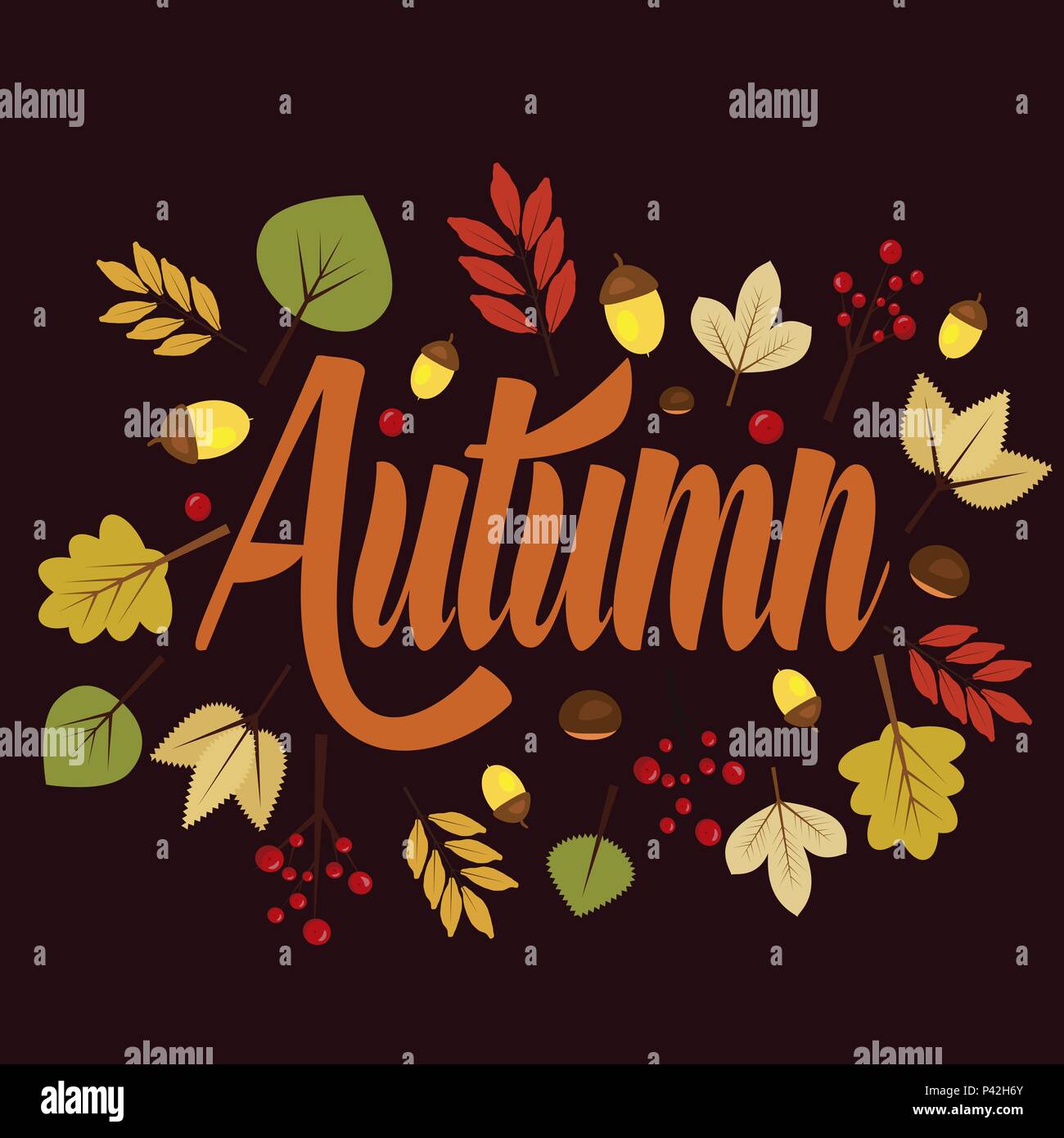 Illustration autumn leaves blue Stock Vector Images - Alamy