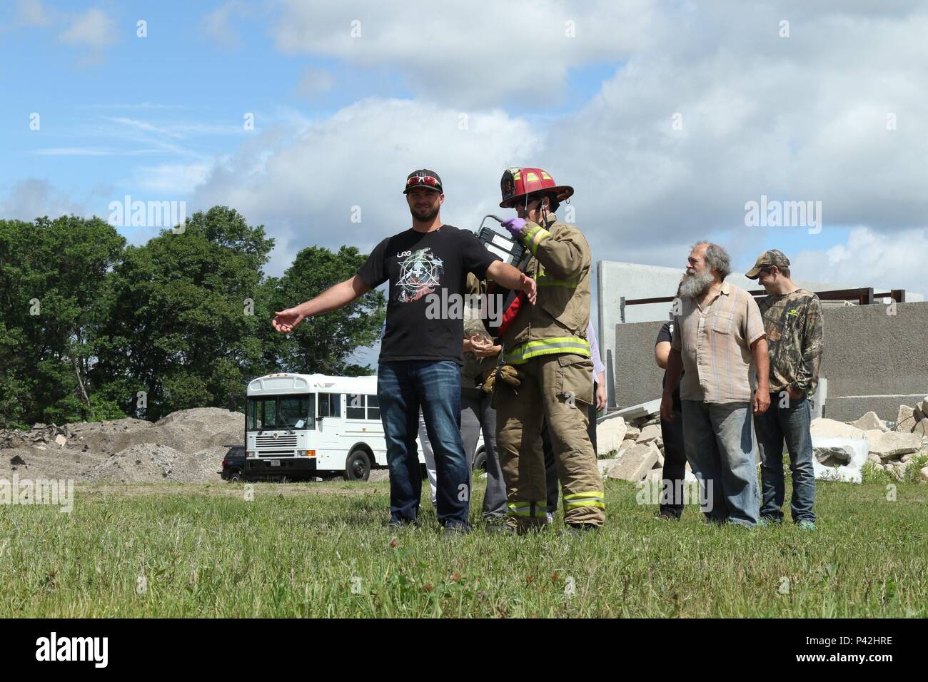 A firefighter with the La Crosse Fire Department checks civilian ...
