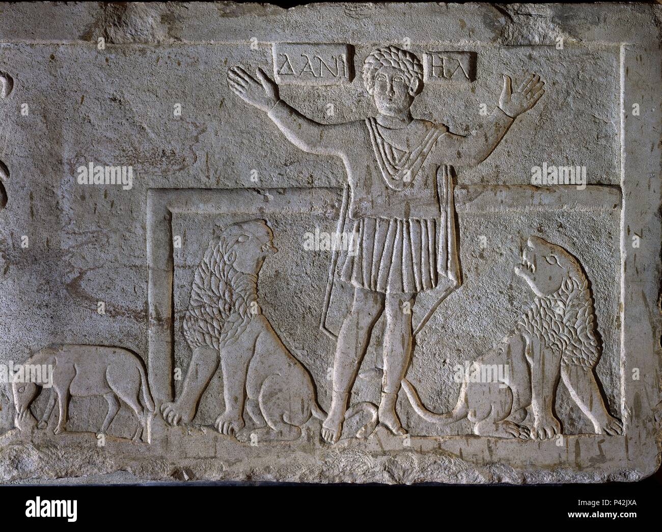 DANIEL EN EL FOSO DE LOS LEONES - DETALLE DEL SARCOFAGO PALEOCRISTIANO ...