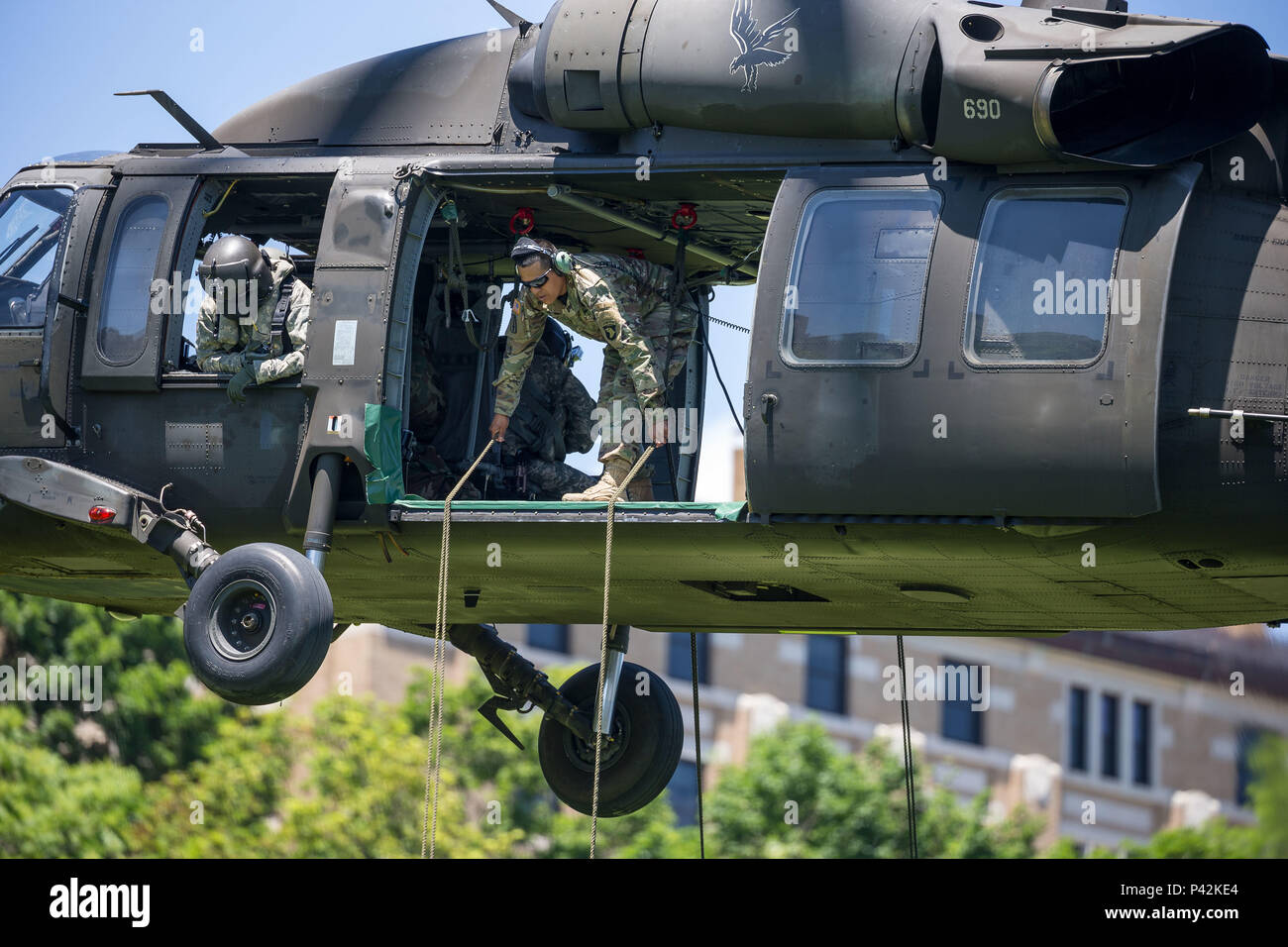 U.S. Military Academy cadets conduct aircraft rappel training at West ...