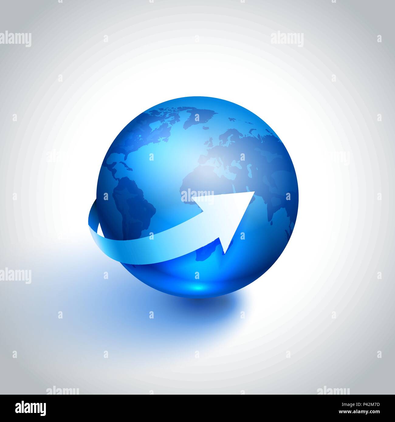 Planet globe Earth with white arrow, vector illustration Stock Vector ...