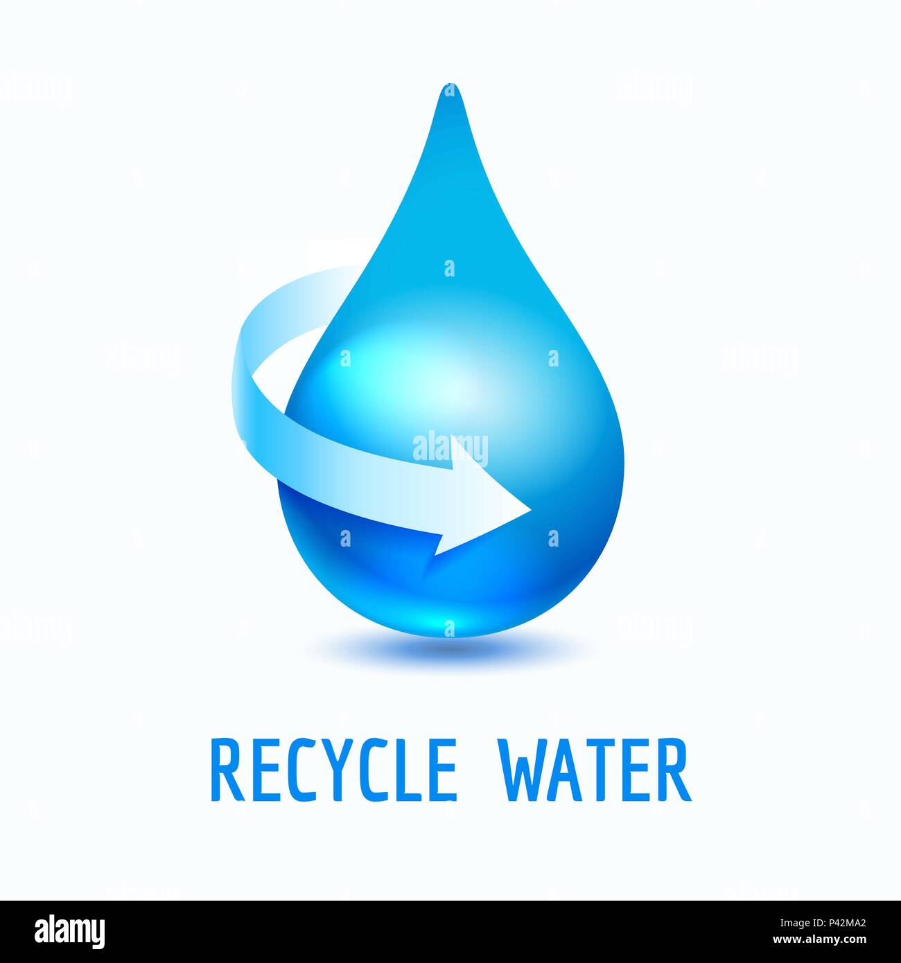 Vector blue drop with white arrow. Recycle water concept Stock Vector ...