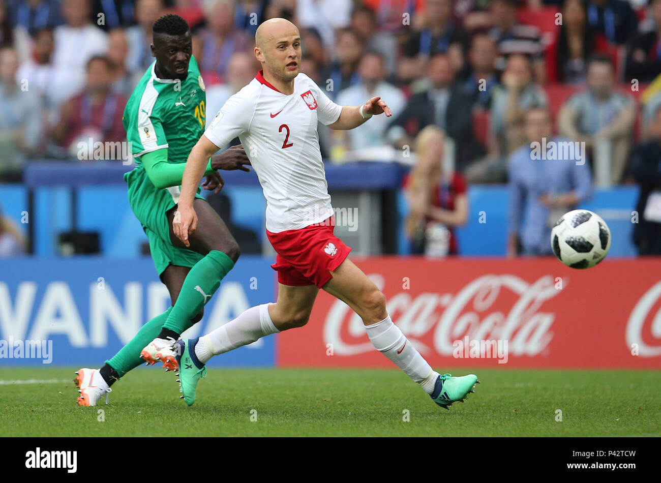 19.06.2018. Moscow, Russian:M'BAYE NIANG, MICHAEL PAZDAN in action ...