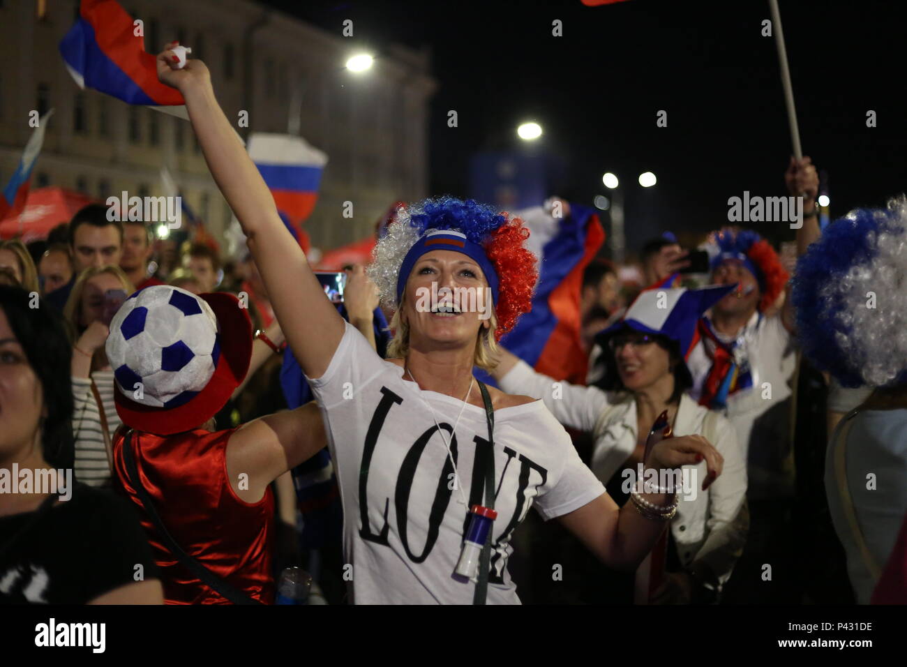 Russian football fans russia soccer woman hi-res stock photography and ...