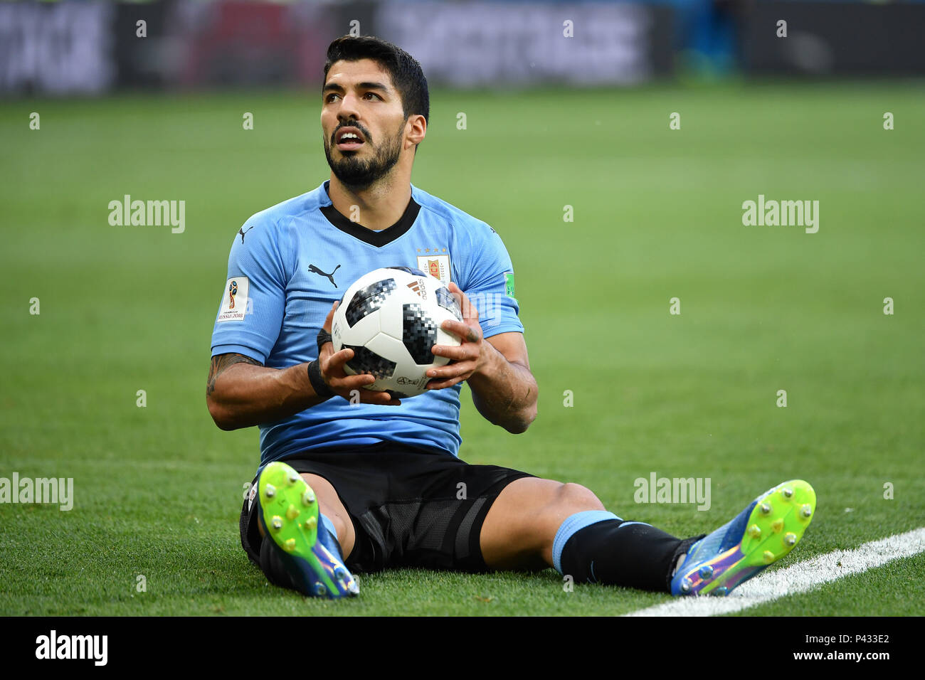 Luis SUAREZ (URU), sitting on the pitch, action, single action, single ...