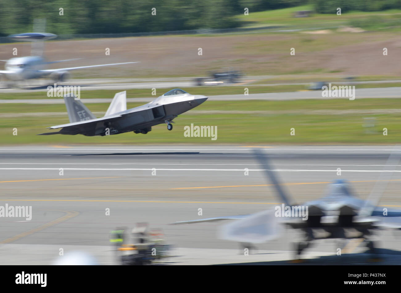 An F-22 takes off during RED FLAG-Alaska 16-2 on June 8, 2016 at Joint ...