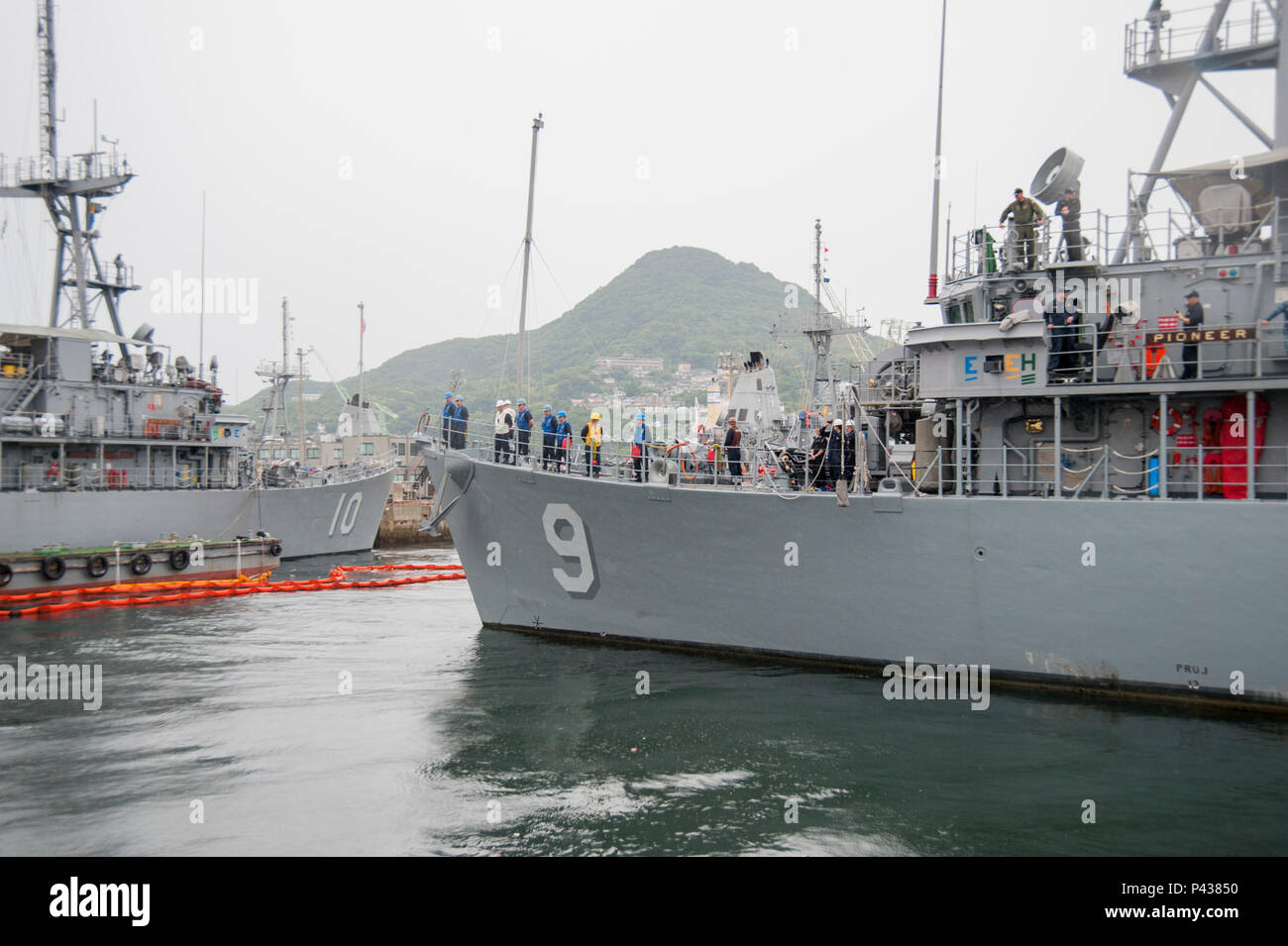 160604-N-NY430-137 SASEBO, Japan (June 4, 2016)– Sailors man the rails ...