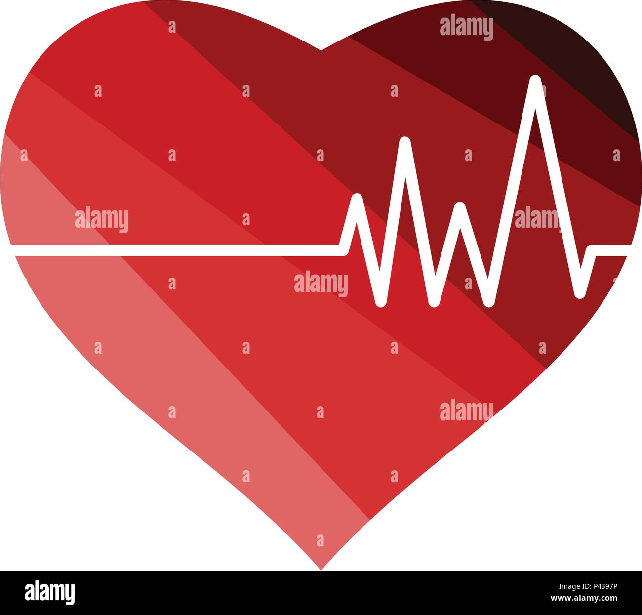 Heart with cardio diagram icon. Flat color design. Vector illustration ...