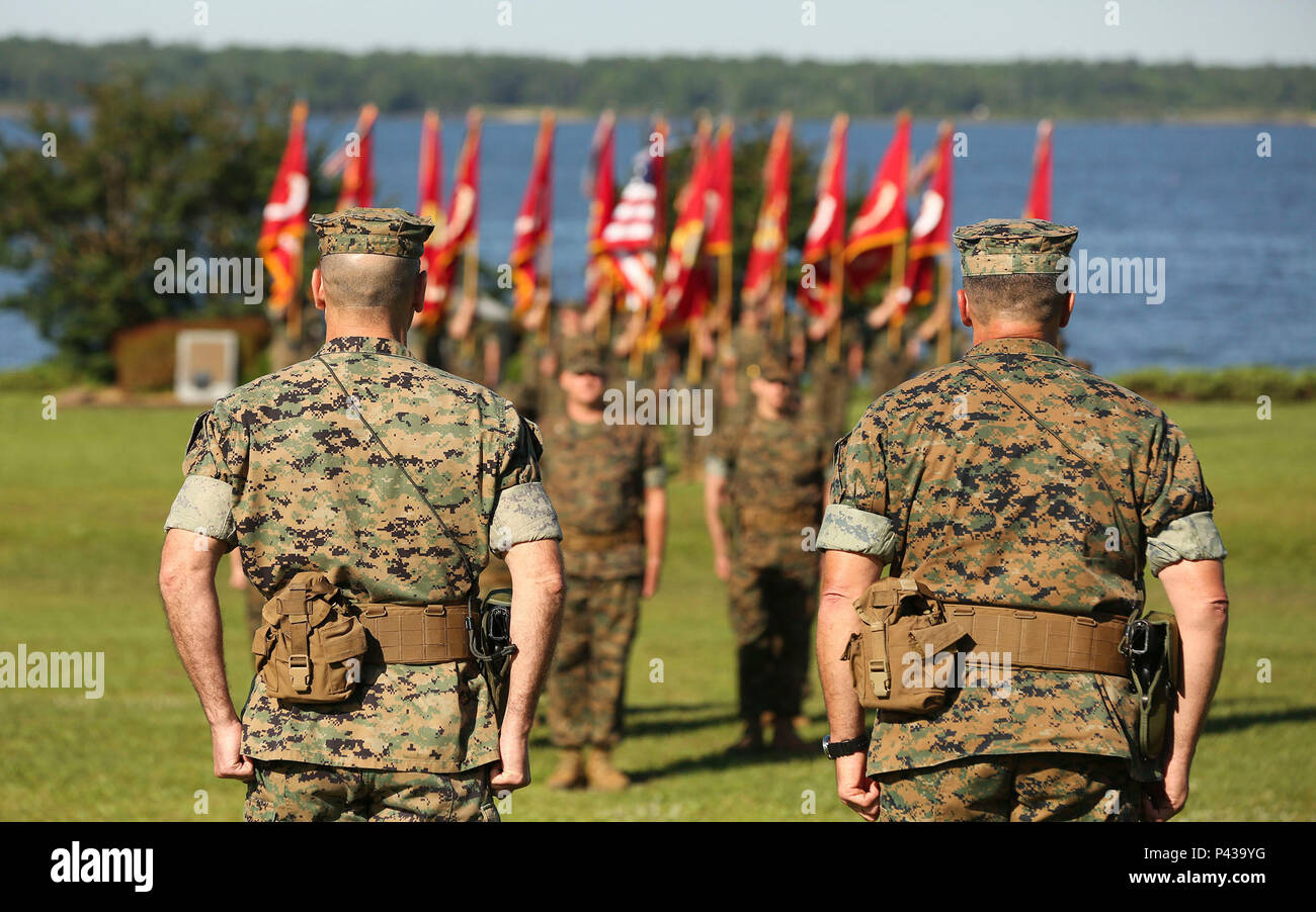 U.S. Marine Corps Col. Daniel P. O'Hora, left, and Brig. Gen. Charles G ...
