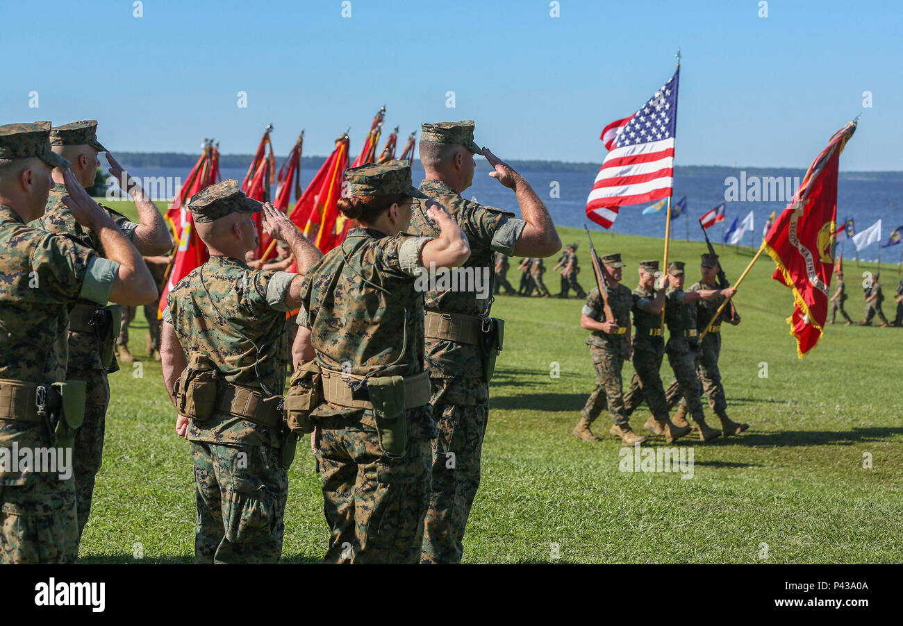 U.S Marines and Sailors with 2nd Marine Logistics Group (MLG) hold a ...