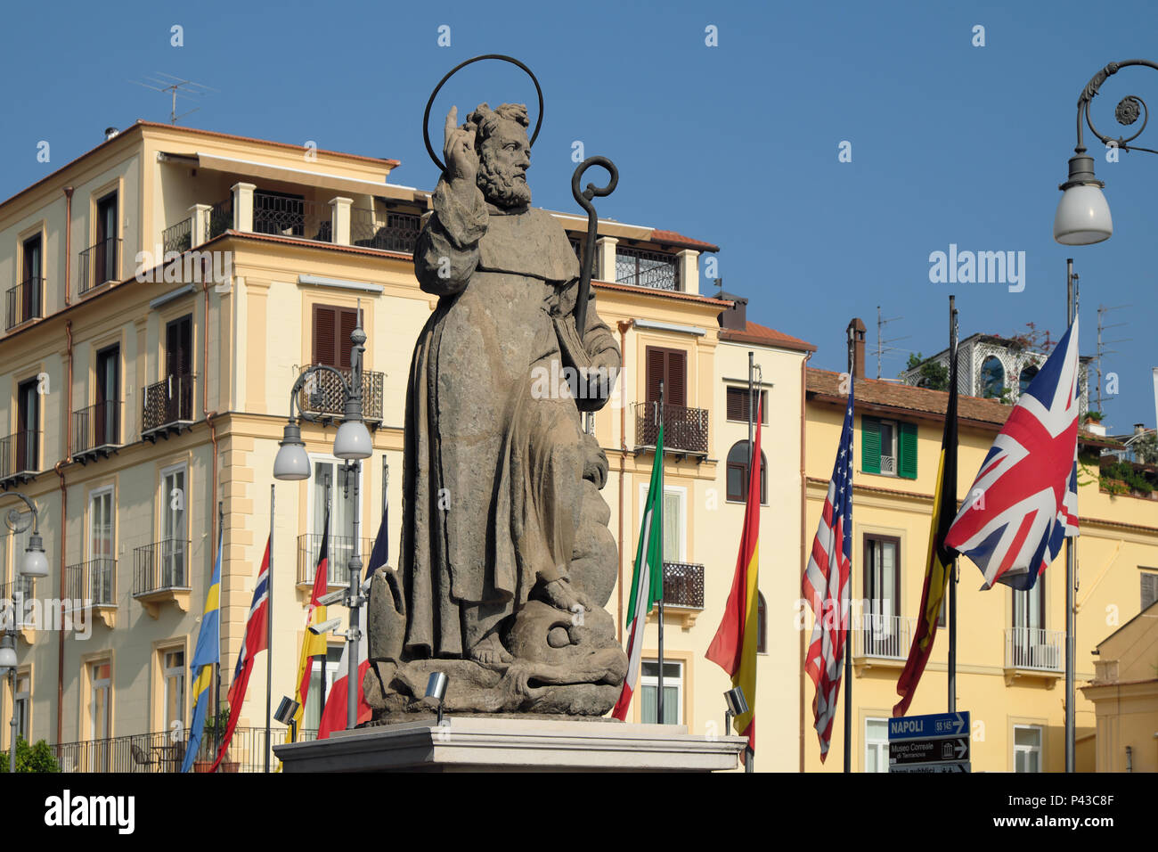 statue of St Antoninus in the piazza T Tasso in the centre of sorrento ...