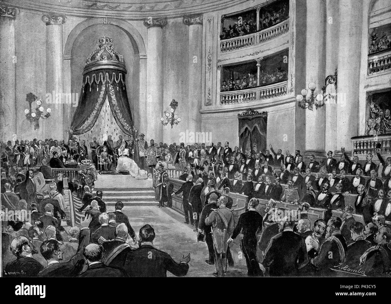 LA REINA REGENTE MARIA CRISTINA ACLAMADA TRAS LEER EL DISCURSO DE LA ...