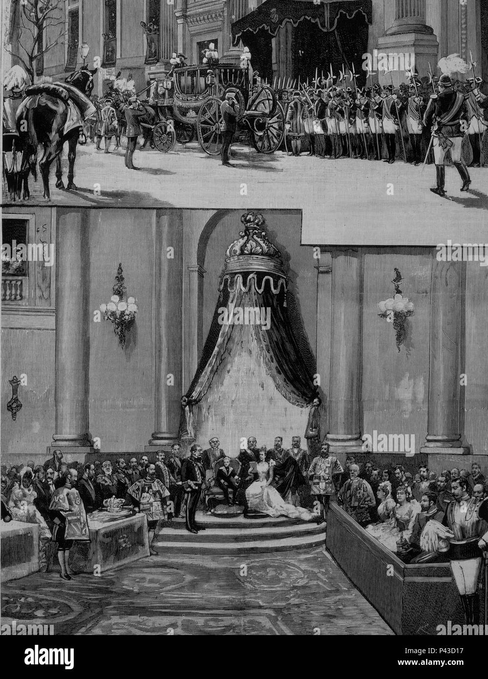 LA REINA REGENTE MARIA CRISTINA Y SU HIJO ALFONSO XIII LEYENDO EL ...