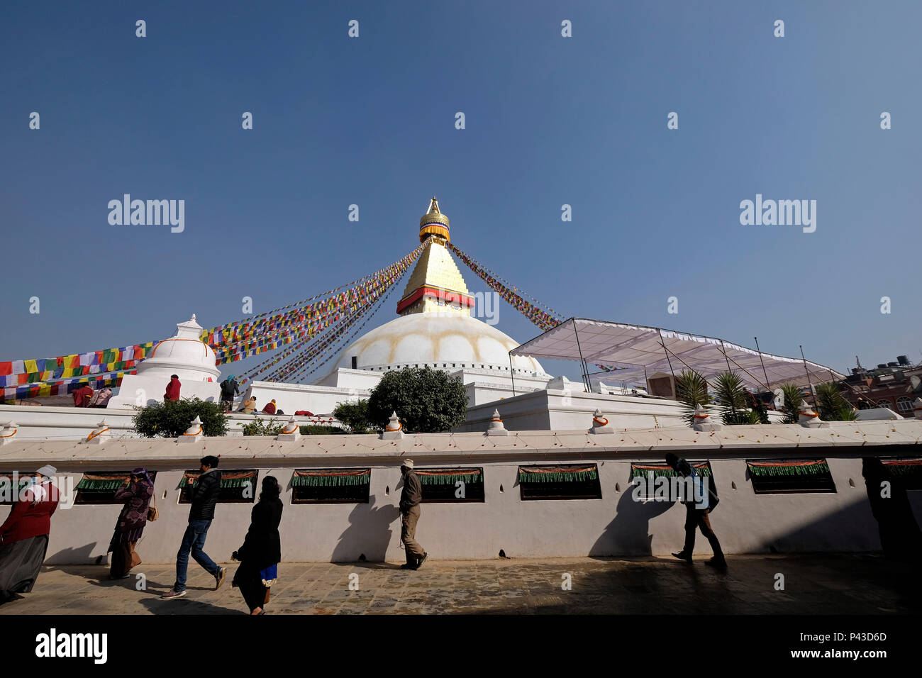 Nepal, Bouddhanath, local stupa and daily life Stock Photo - Alamy