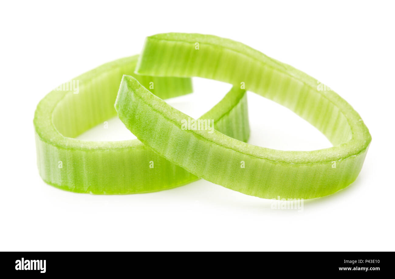Rings of green onions isolated on white background Stock Photo - Alamy