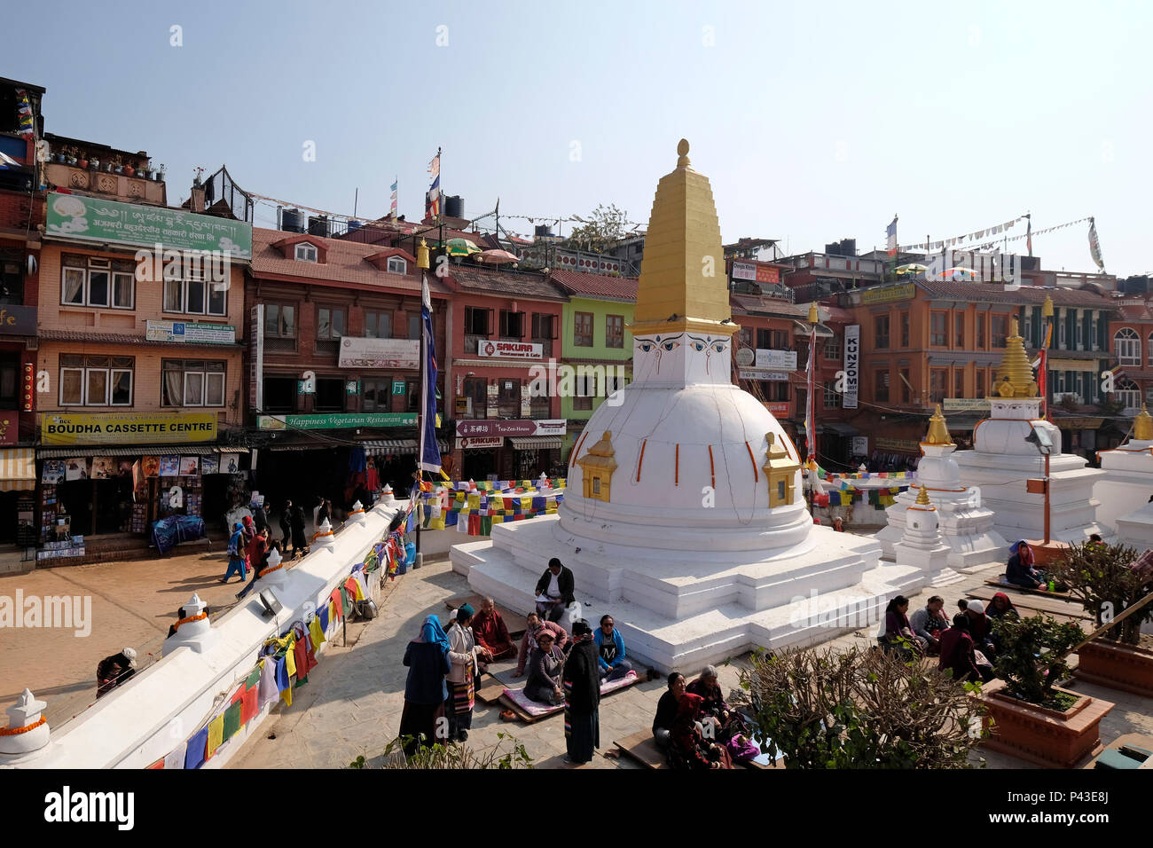 Nepal, Bouddhanath, local stupa and daily life Stock Photo - Alamy