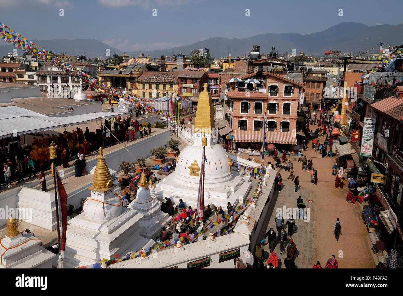 Nepal, Bouddhanath, local stupa and daily life Stock Photo - Alamy