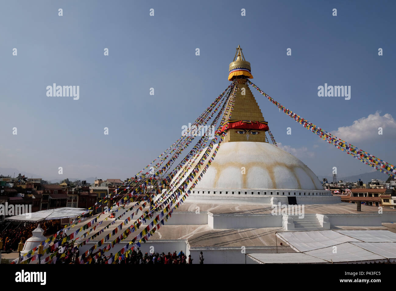 Nepal, Bouddhanath, local stupa and daily life Stock Photo - Alamy