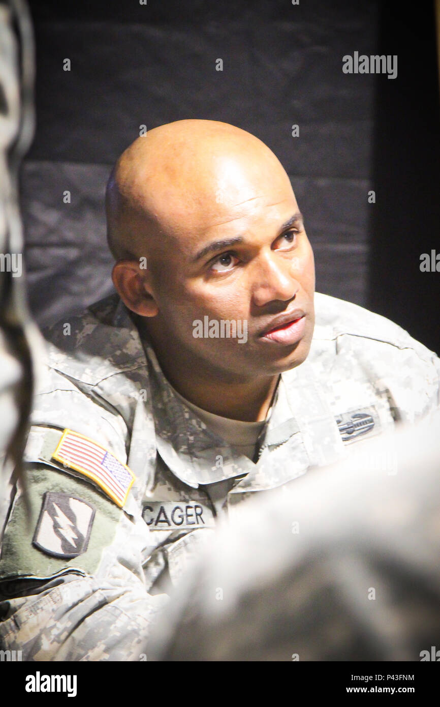 Lt. Col. Kendrick Cager briefs his staff during a Battalion update ...