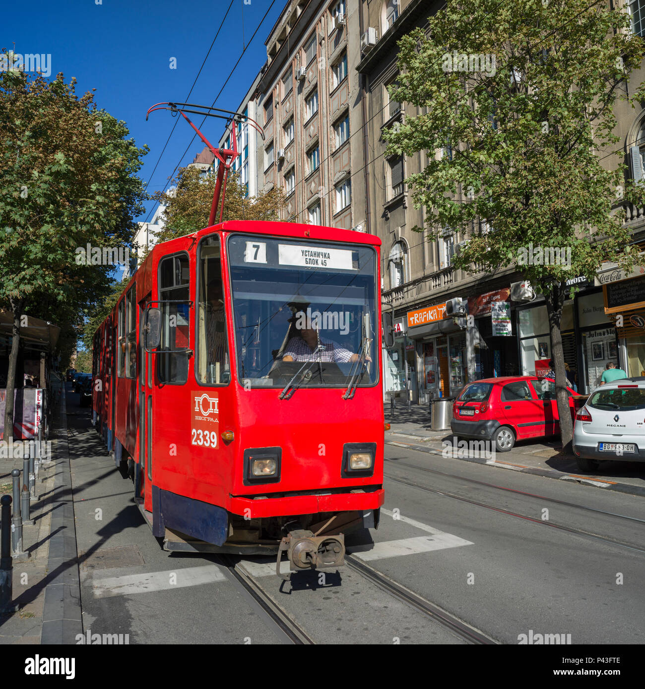 Tram on tramway, Belgrade, Serbia Stock Photo - Alamy