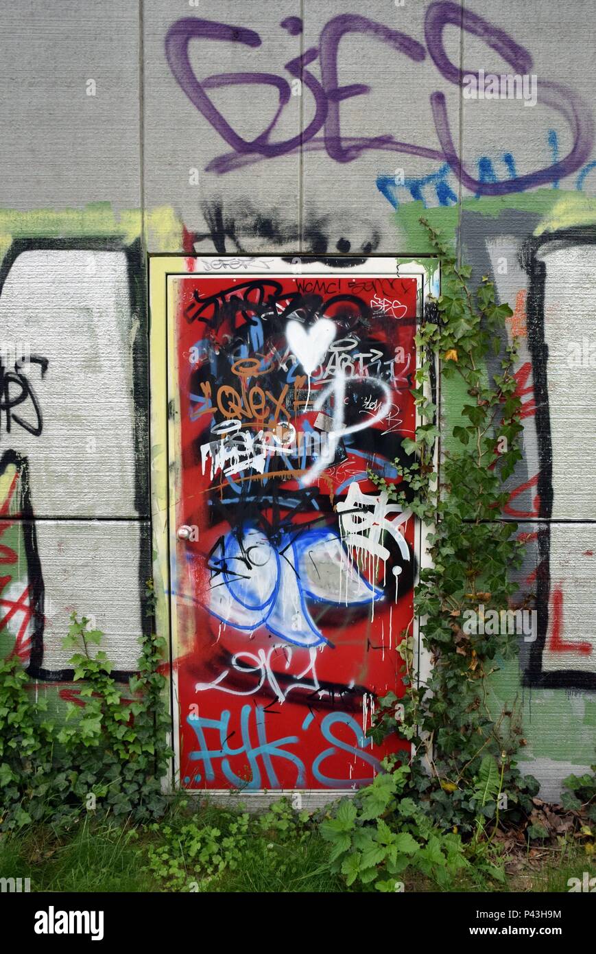 Graffiti on sound barrier on 11.05.2018 in Dortmund - Germany. | usage ...