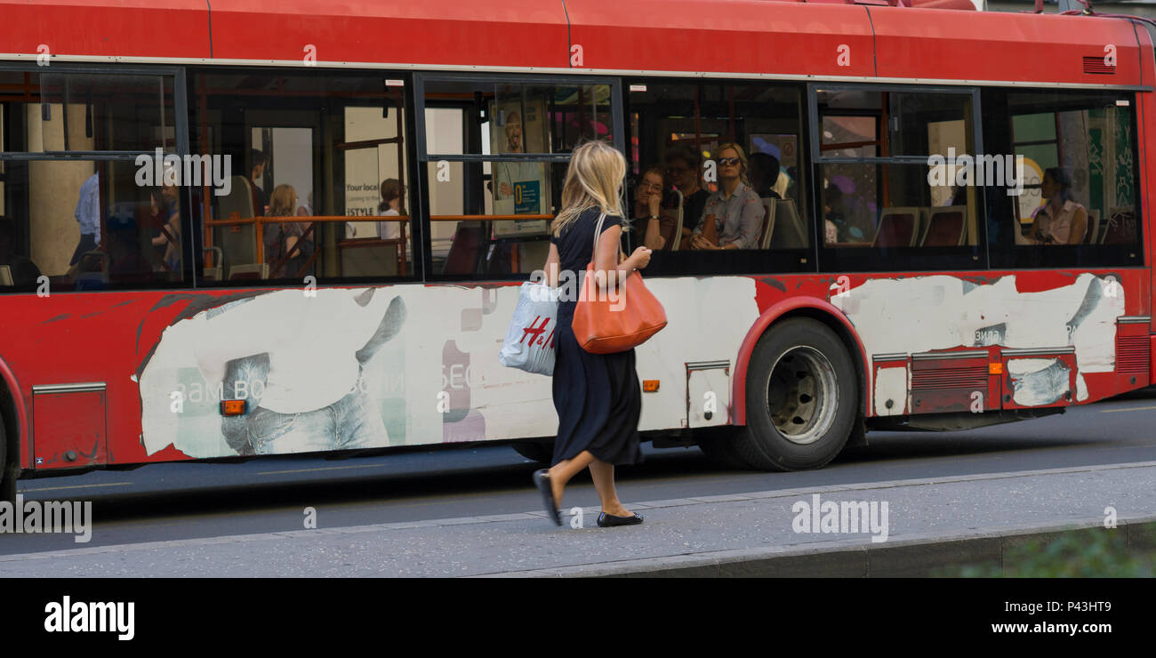 Passengers on a bus, Belgrade, Serbia Stock Photo - Alamy