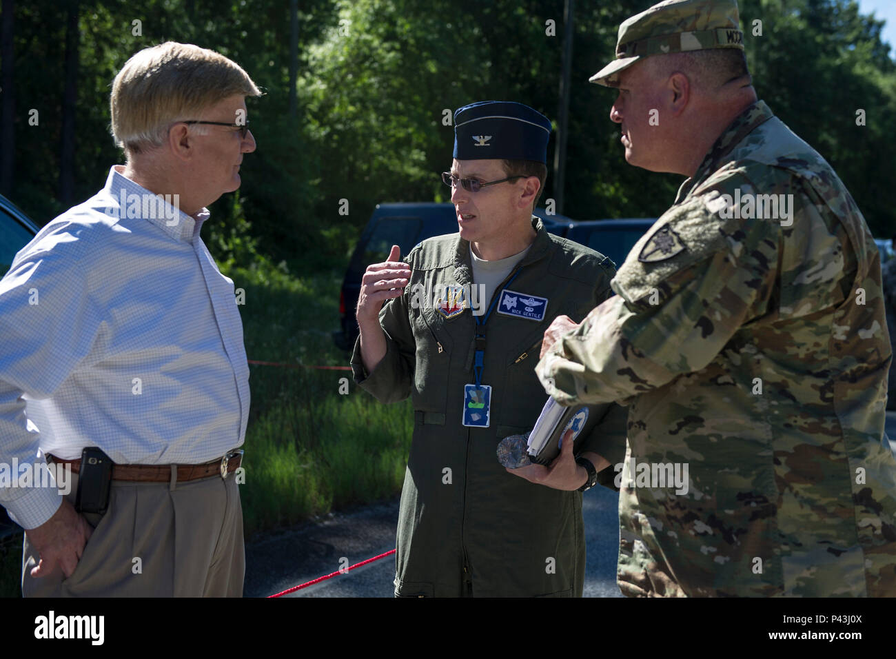 U.S. Air Force Col. Nicholas Gentile, center, commander of the 169th ...