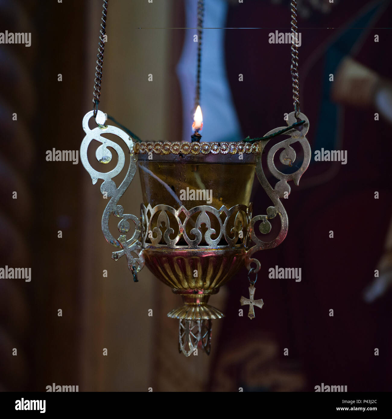 Candle burning in a cathedral, Roman Catholic Cathedral, Kladovo, Bor ...