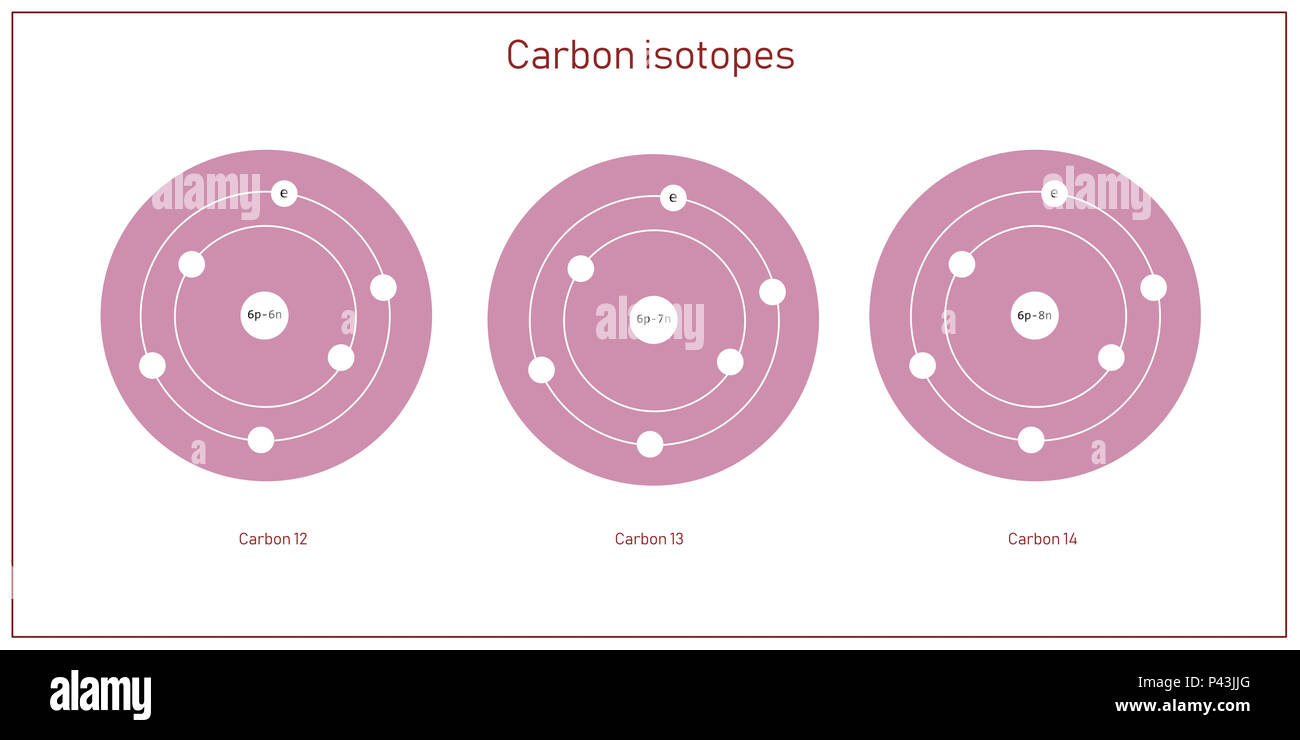 carbon isotopes atomic structure - chemical elements illustration ...