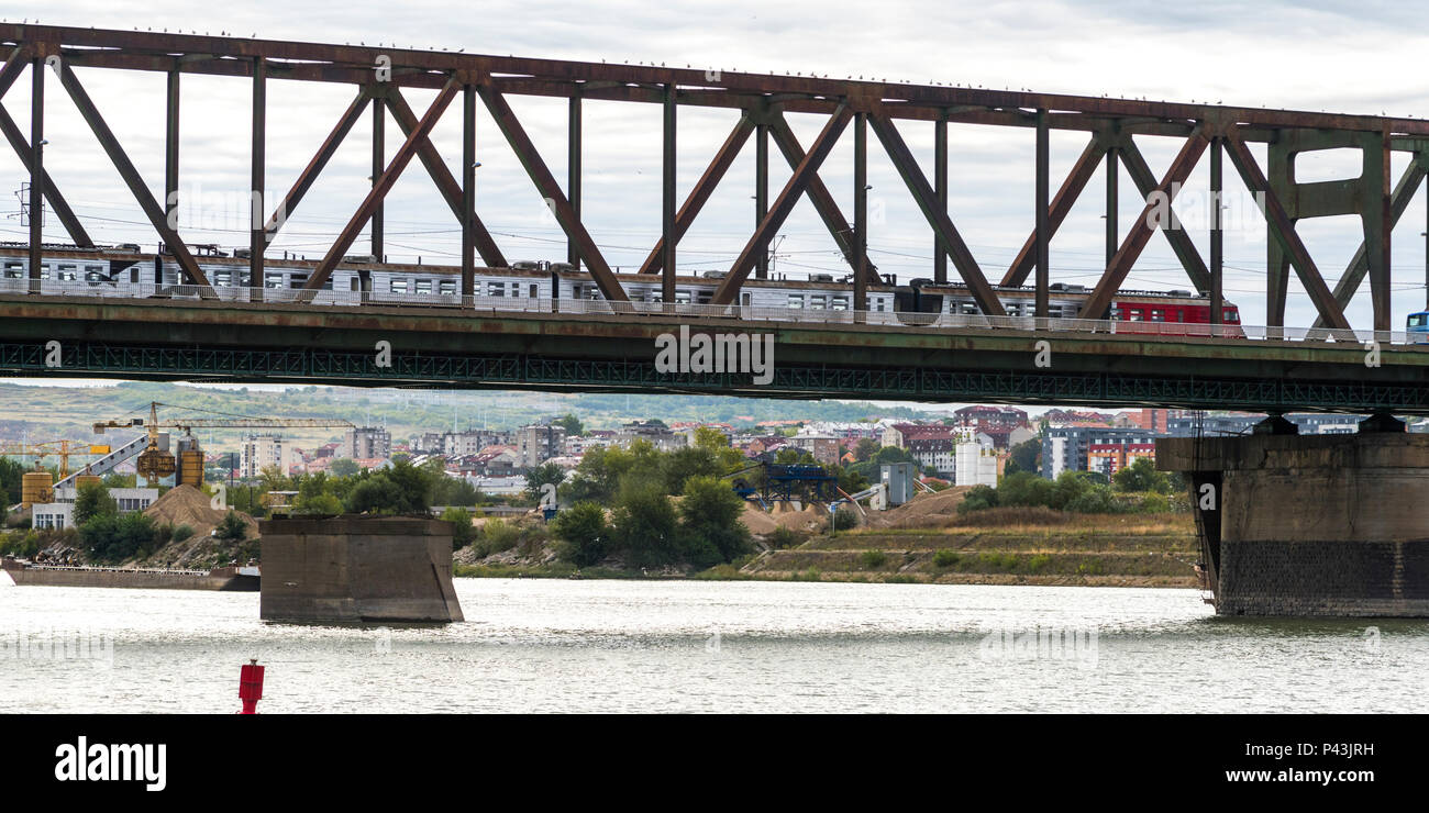 Train moving on bridge over the Danube River, Serbia Stock Photo - Alamy