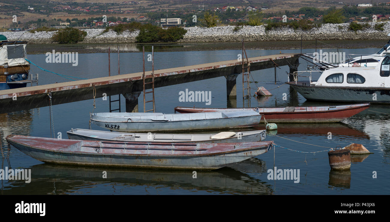 Boats moored at dock, Kladovo, Bor District, Serbia Stock Photo - Alamy
