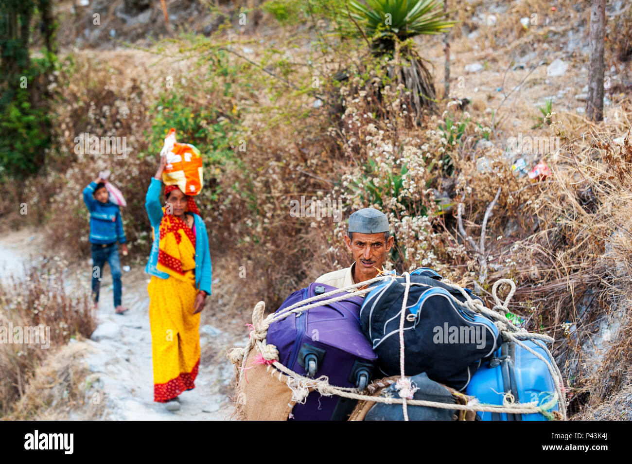 Indian people at Kala Agar village, Kumaon Hills, Uttarakhand, India ...