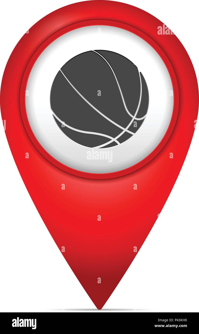 Map marker with basketball symbol on a white background Stock Vector ...
